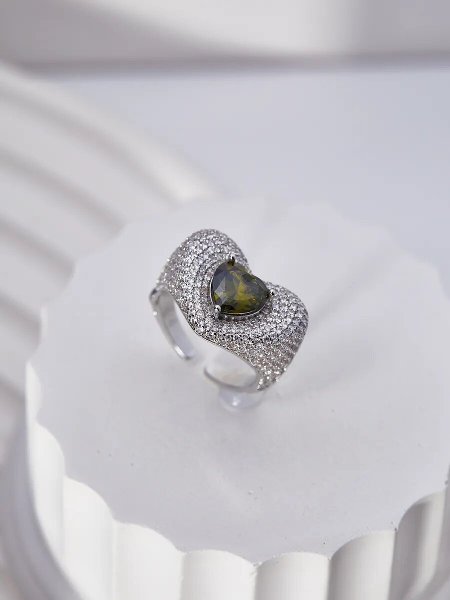 Кольцо, кристалл, фианит, циркон