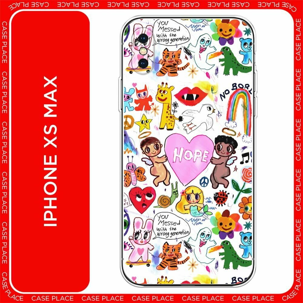 Чехол на Apple iPhone XS Max / Айфон XS Max с принтом "Милые рисунки"