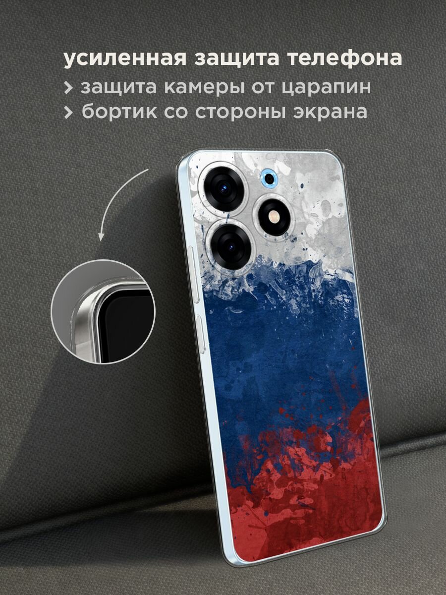 Чехол на Tecno Spark 10 Pro / Текно Спарк 10 Про с принтом "Флаг России неровный" — фото 1