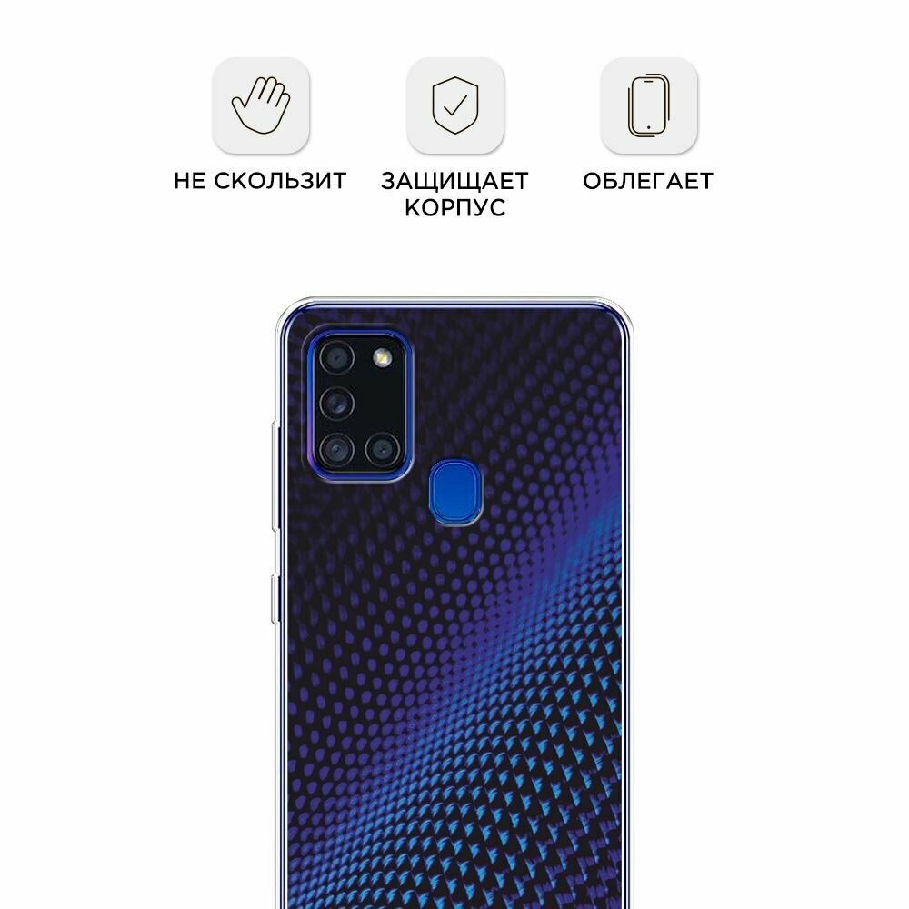 Чехол на Samsung Galaxy A21s / Самсунг Галакси A21s с принтом "Синий карбон" — фото 1