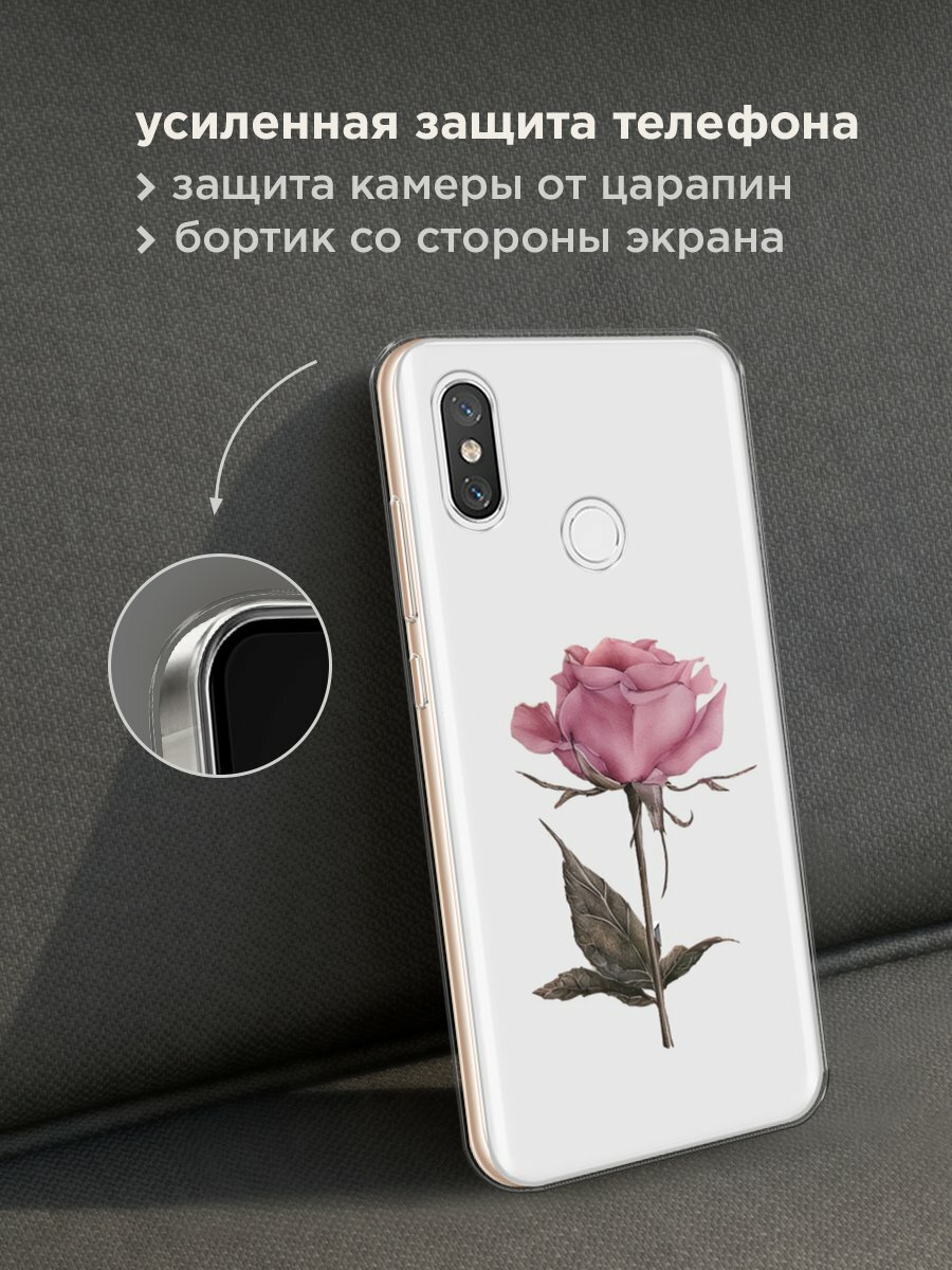 Чехол на Xiaomi Mi 8 / Сяоми Ми 8 с принтом "Меланхоличная роза", прозрачный — фото 1