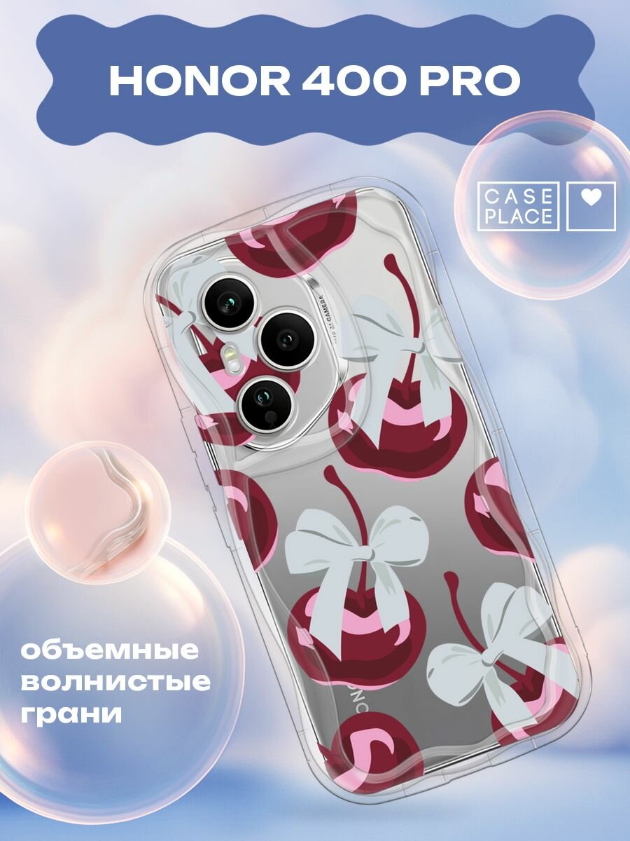 Чехол на Honor 400 Pro / Хонор 400 Pro с принтом "Вишни с бантами"