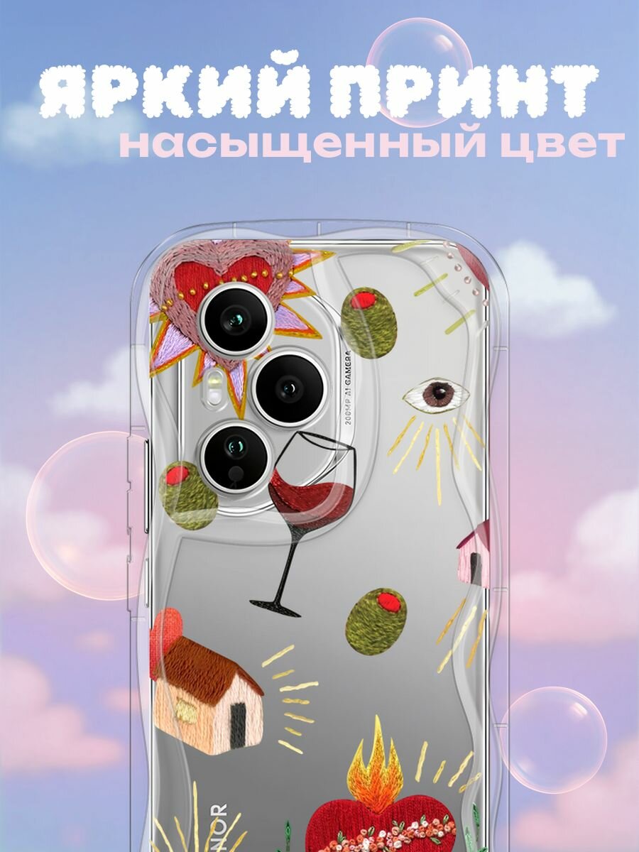 Чехол на Honor 400 Pro / Хонор 400 Pro с принтом "Ниточный коллаж" — фото 1