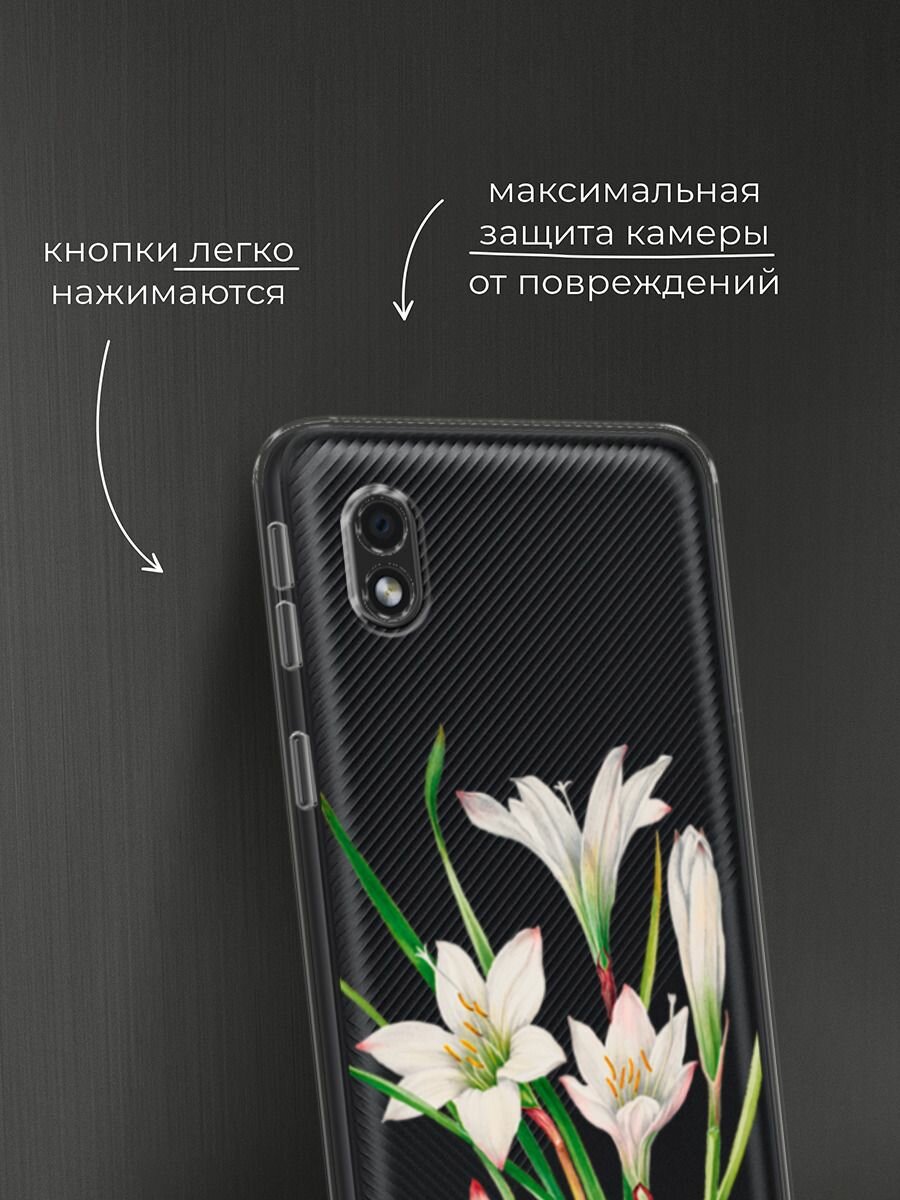 Чехол на Samsung Galaxy A01 Core / Самсунг Галакси А01 Core с принтом "White lily", прозрачный — фото 1