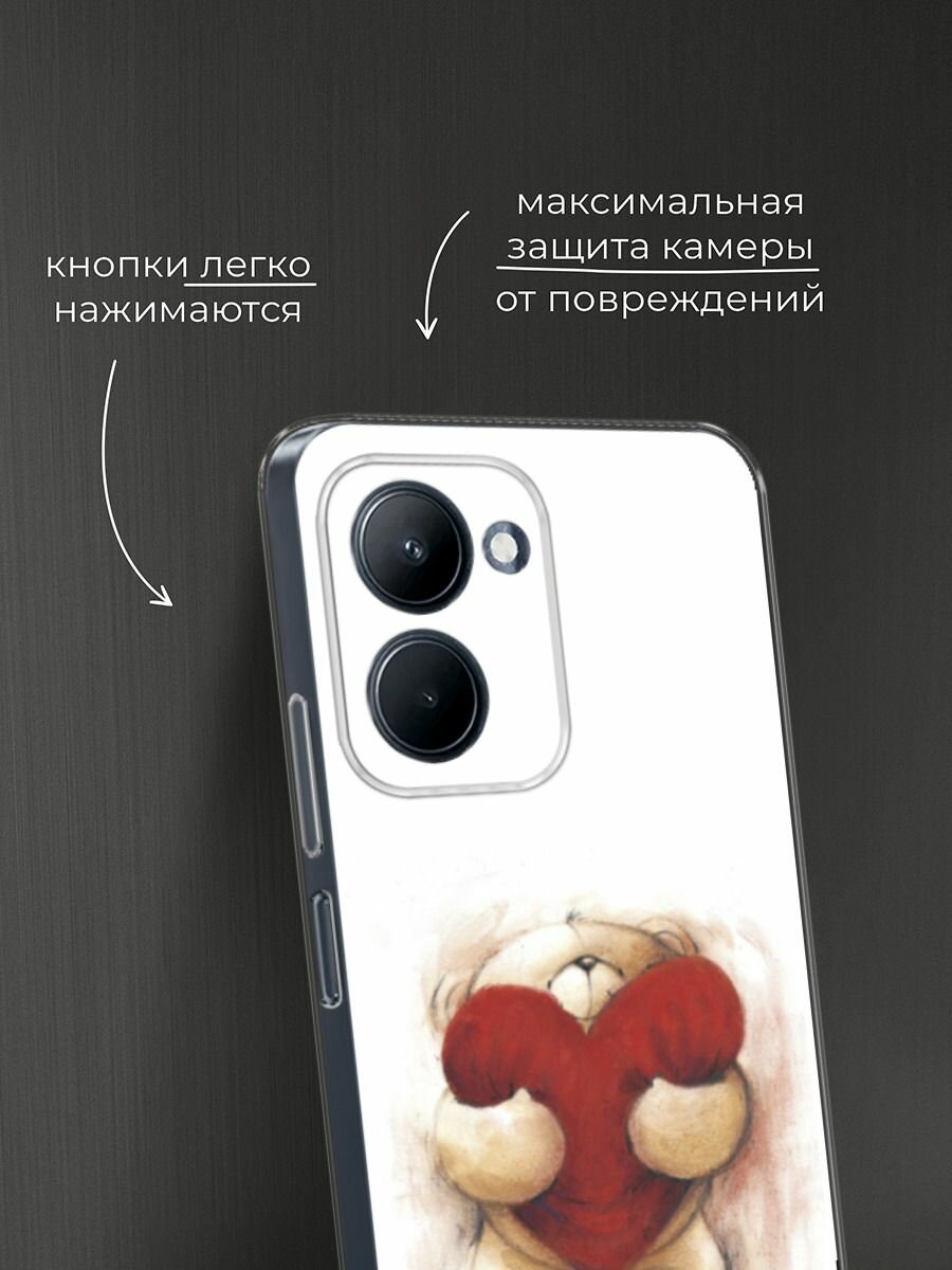 Чехол на Realme C33 / Реалми С33 с принтом "Мишка с сердцем 1" — фото 1