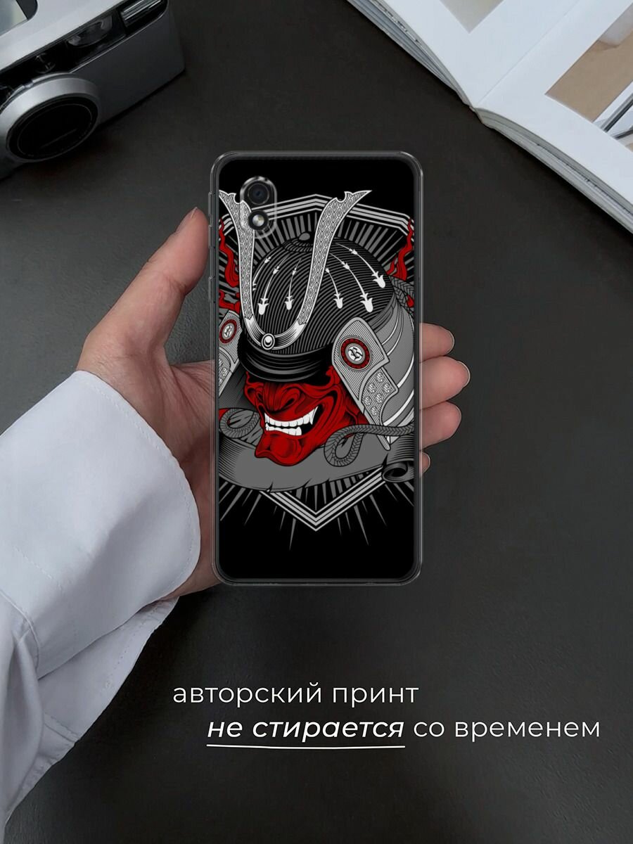 Чехол на Samsung Galaxy A01 Core / Самсунг Галакси А01 Core с принтом "Красная маска самурая" — фото 1