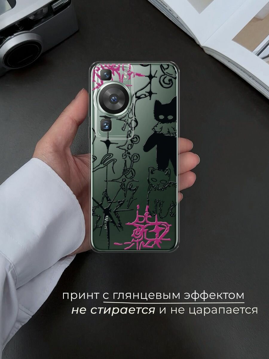 Чехол на Huawei P60/P60 Pro / Хуавей P60/P60 Про с принтом "Готические котики" — фото 1