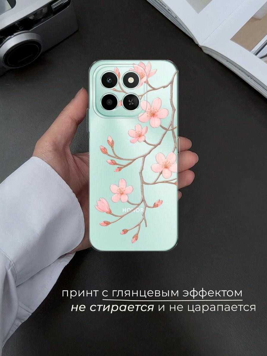 Чехол на Honor X6c / Хонор X6c с принтом "Веточка распускающейся сакуры 2" — фото 1