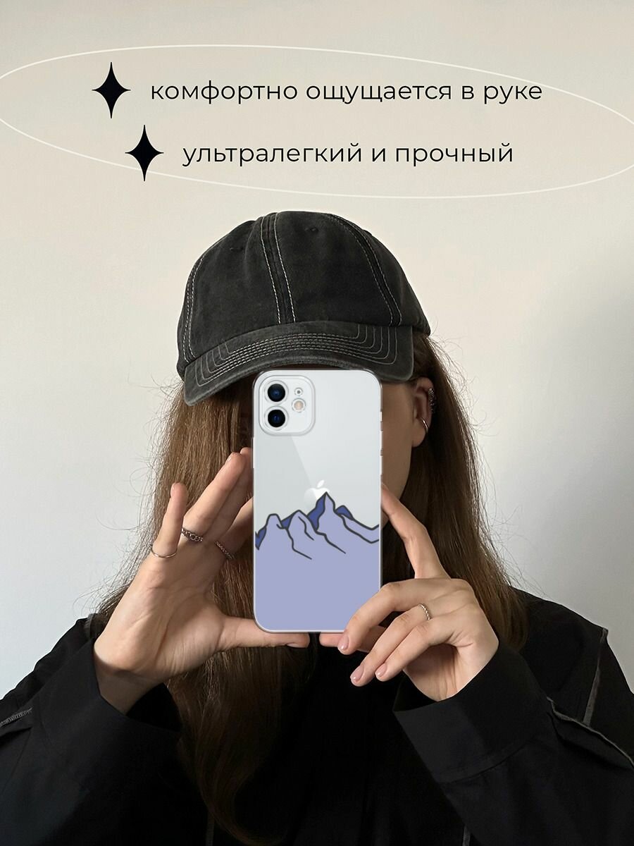 Чехол на Apple iPhone 12 mini / Айфон 12 Мини с принтом "Гора", прозрачный — фото 1