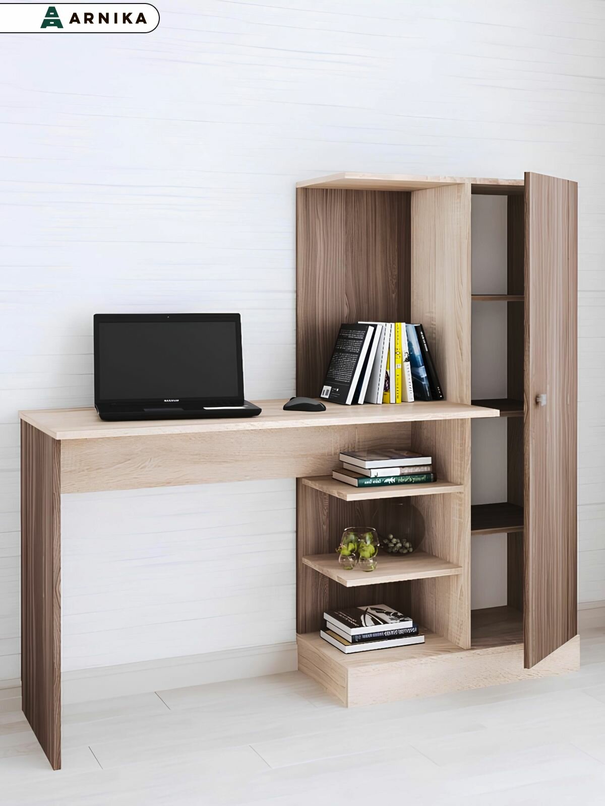 ARNIKA Компьютерный стол Квартет-6, 146х50х135см, ясень шимо/дуб сонома