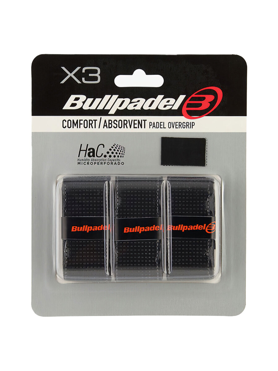 Обмотка для ручки ракетки падел Bullpadel Overgrip Comfort Absorvent черная, 3шт