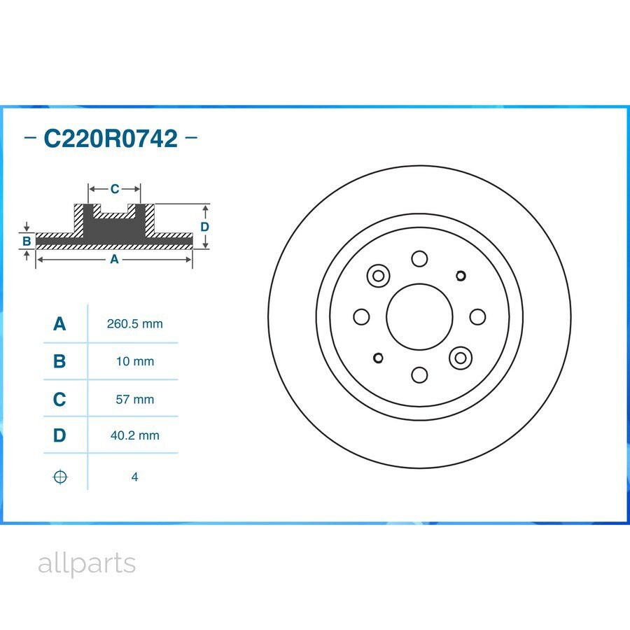 CWORKS C220R0742 Диск тормозной задний HYUNDAI / KIA