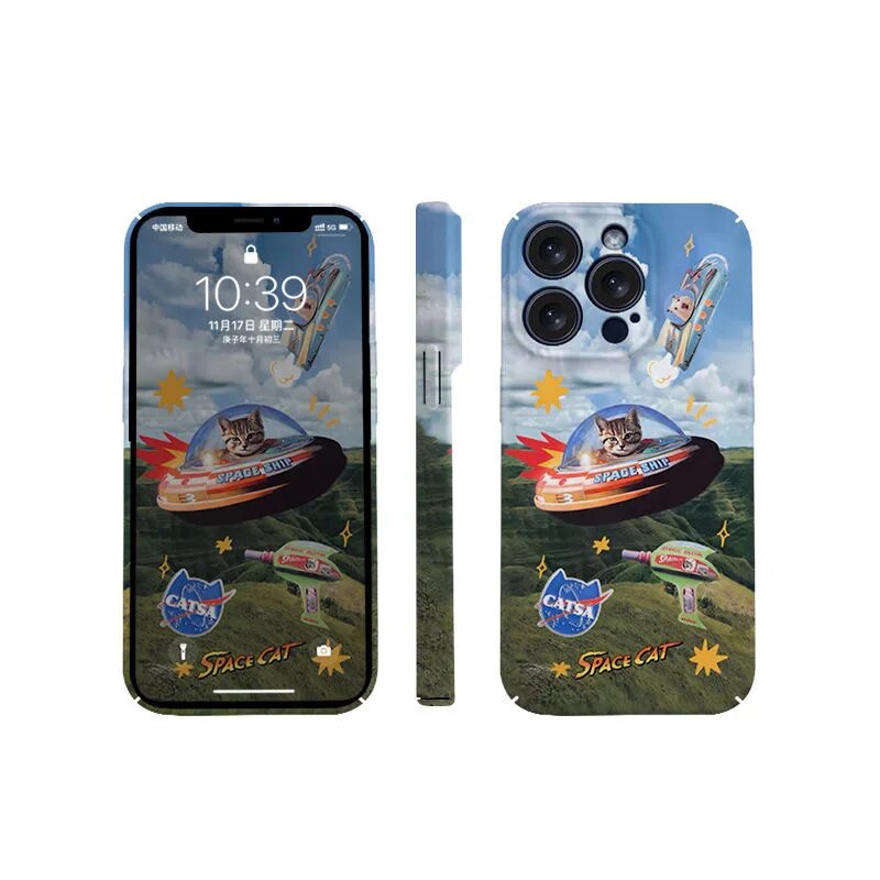 Магнитный чехол Ins Space Cat Blue Sky для IPHONE 16 15PRO MAX 14 13 PRO 13 PRO MAX 15 15PLUS 12, акриловые жесткие чехлы для мобильных телефонов Magnetic full case, For iPhone13 Pro Max