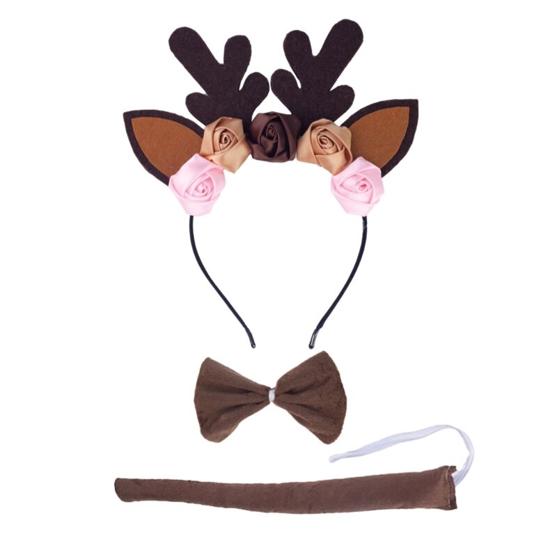 Детские оленя костюм рождественский косплей наряд оленя рога, Набор из 3 предметов