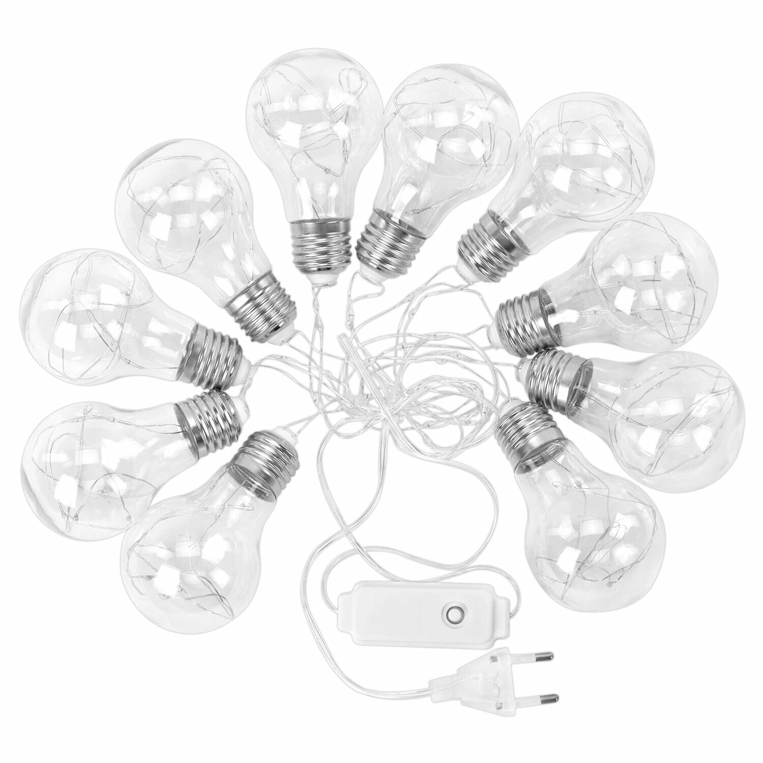 Электрогирлянда-нить комнатная "Лампочки", 3 м, 100 LED, мультицветная, 220 V, контроллер, золотая сказка, 592473