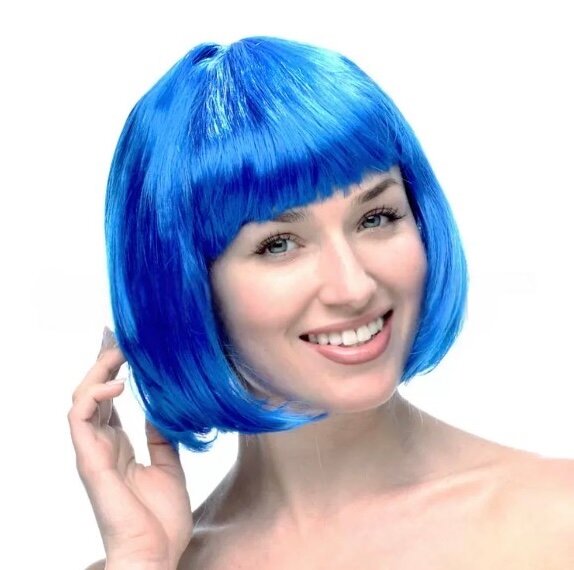 Парик "Каре", с челкой, синтетические волосы, женский, универсальный размер, голубой