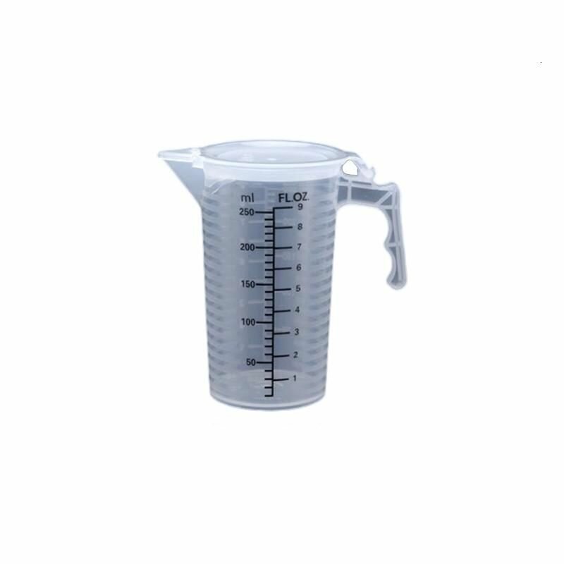 Черный мерный стакан с гравировкой и прозрачной шкалой, Четкий - 250ml