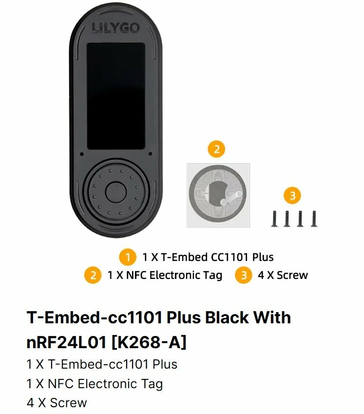 LILYGO T-Embed CC1101 ESP32-S3 Макетная плата Портативный маломощный беспроводной модуль Sub-1 ГГц Радиочастотный приемопередатчик
