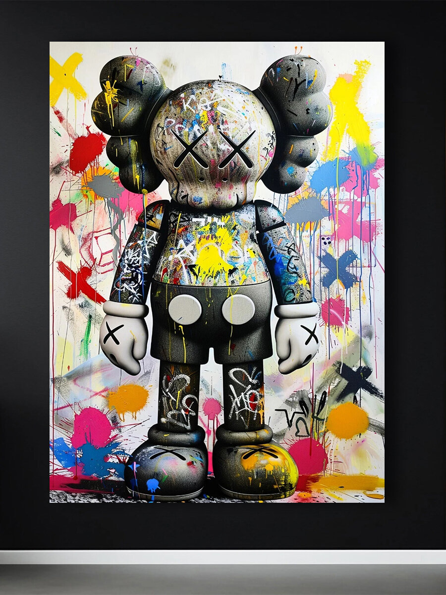 Картина на стену - "KAWS / кавс, Микки Маус" , 50х70 см.