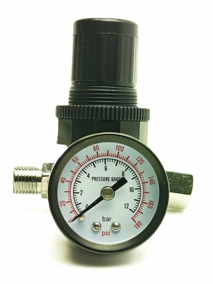 Регулятор давления воздуха для компрессора с манометром и фитингами 1/4" редуктор