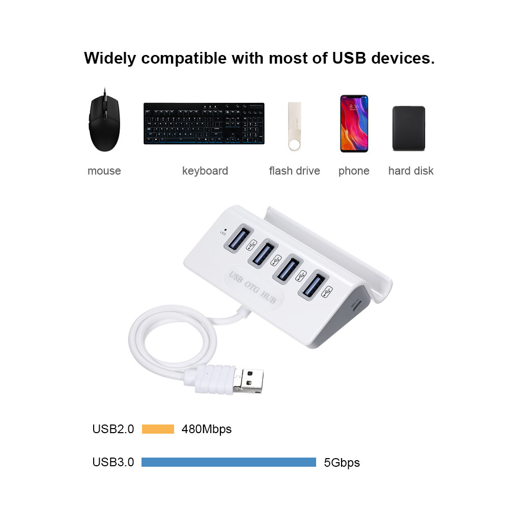 USB OTG-концентратор 4 в 1 USB 3.0 многопортовый разветвитель для ПК и ноутбуков, высокоскоростной USB-концентратор, совместимый с мобильными устройствами