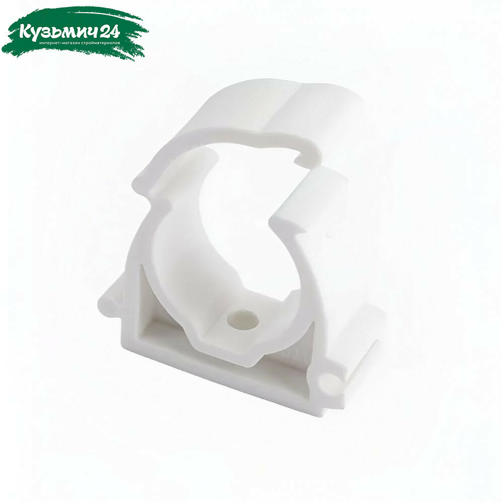 Клипса крепеж полипропиленовая Pro Aqua 50 мм, двойная, с защёлкой, для труб, белая