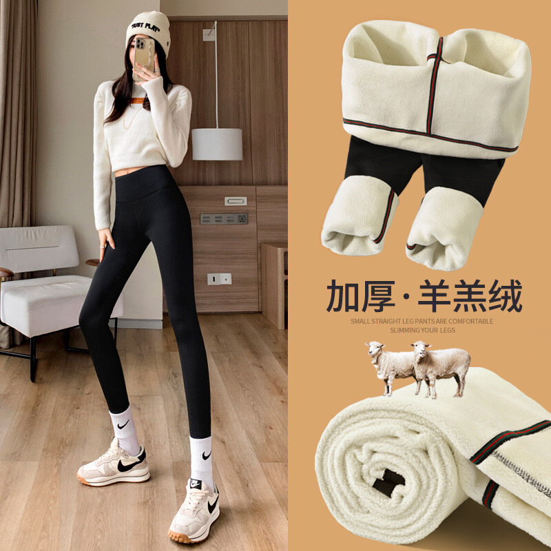 MON Дамские джинсы: Шарк-панталоны, зимние, высокая талия, подтягивающие, для снаружи Чистый цвет талии_XL, Размер_XL