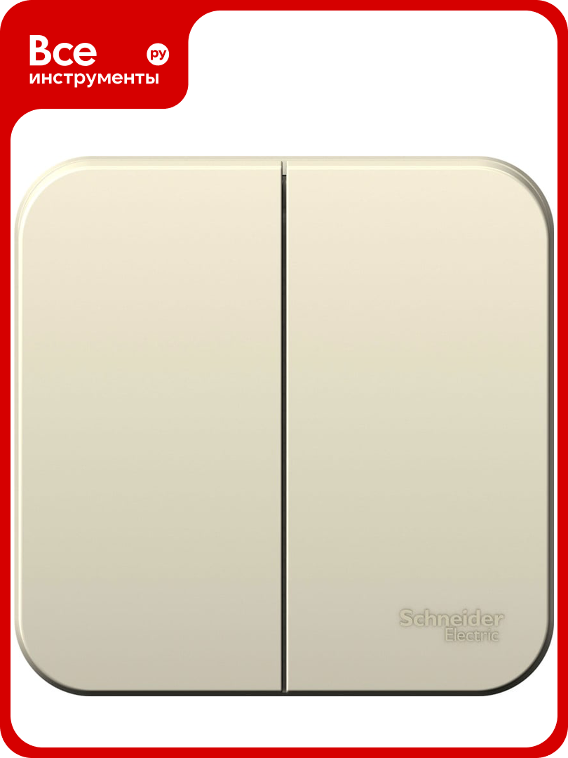 2-клавишный выключатель Systeme Electric BLANCA открытой установки, 10А, 250B, молочный BLNVA105012