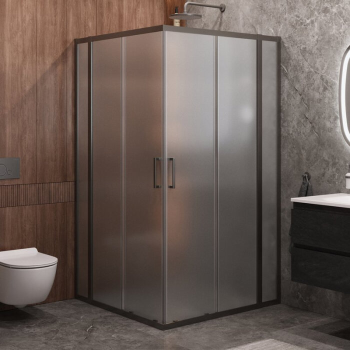 Душевой уголок Cezares Molveno A 22 90+20 P GM 110х110 см, профиль оружейная сталь, стекло рифленое