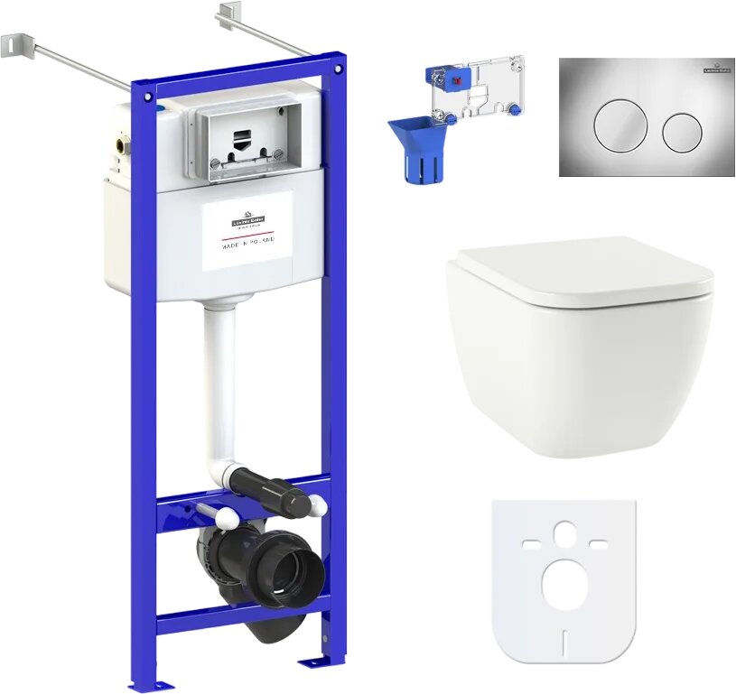 Комплект Lavinia Boho Унитаз подвесной One Rimless 3302103R / Крышка-сиденье с микролифтом / Инсталляция RelFix 38010020, Кнопка хром, Дозатор