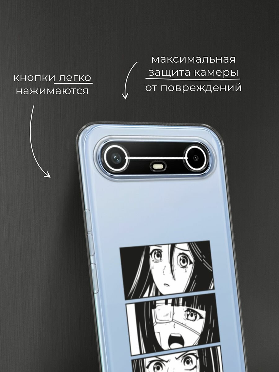 Чехол на Tecno Spark Slim / Текно Спарк Слим с принтом Tokyo girls, прозрачный — фото 1