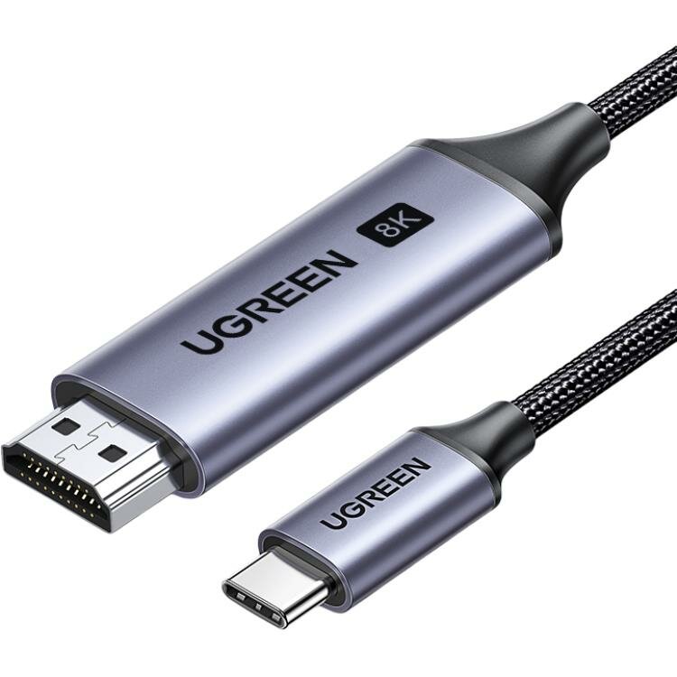 Кабель HDMI UGREEN USB-C 8K, 1.5m EU, dark gray, поддержка 60 Гц, высокая скорость передачи данных