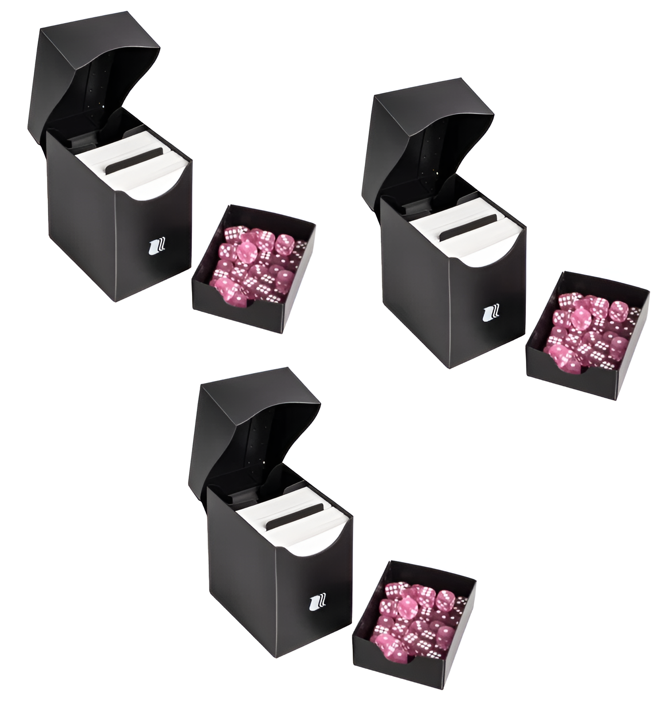 3 пластиковые коробочки Blackfire с отделением для кубов - Чёрные (на 80+ карт) - для карт K-Pop, MTG, Pokemon