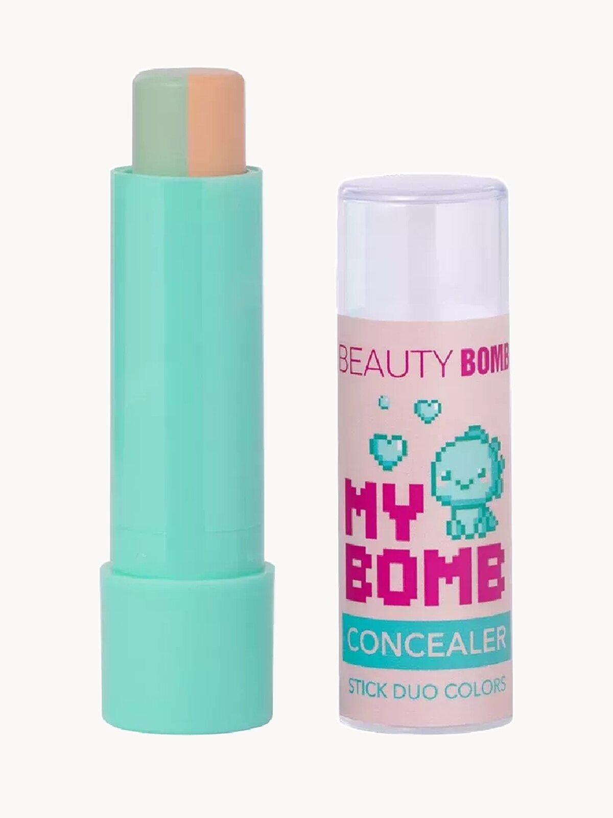 BEAUTY BOMB Консилер-стик Bomb Concealer двухцветный, 3,8 г, 01 Бежевый, Зеленый