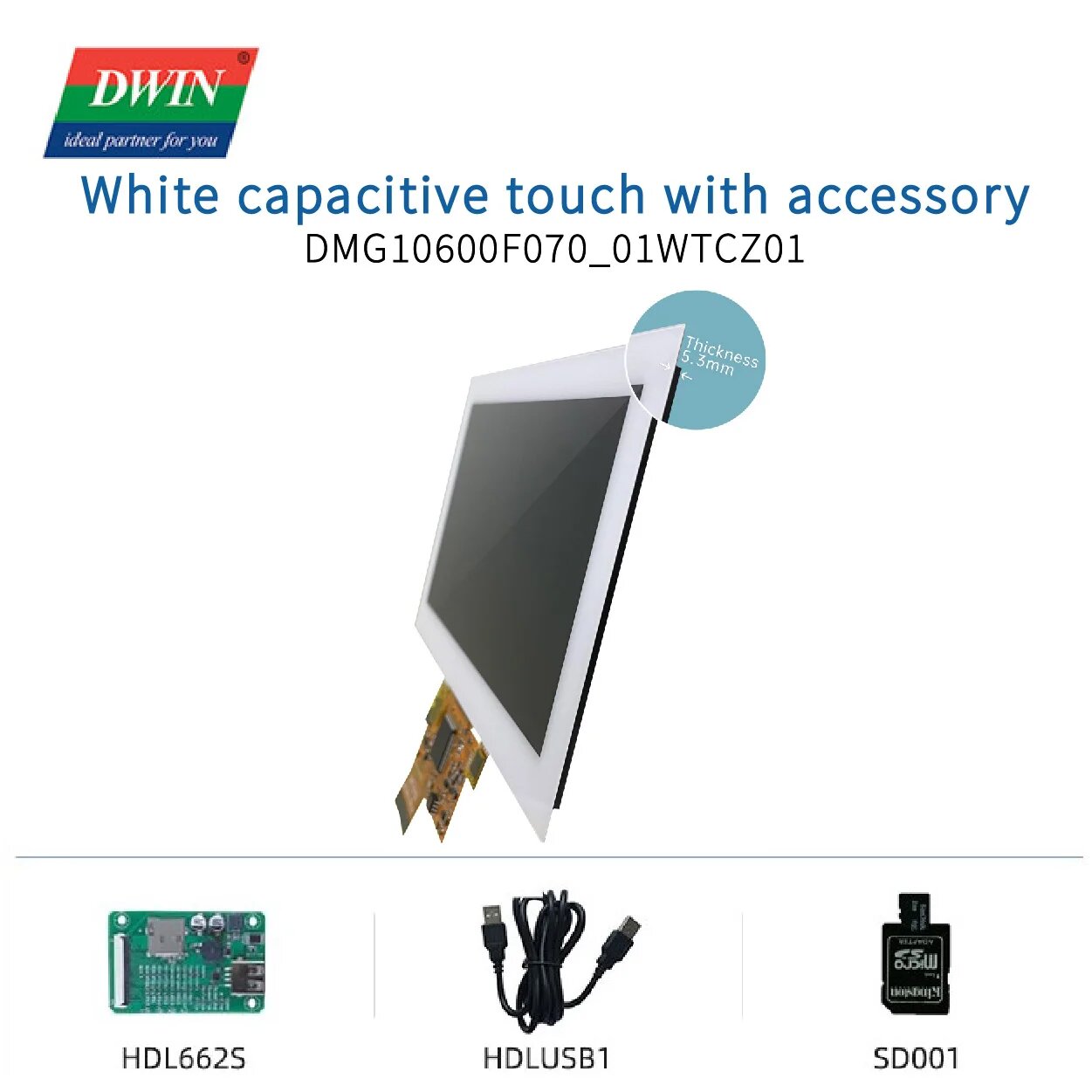 DWIN 7-дюймовый IPS TFT LCD дисплей 1024*600 White CTP set