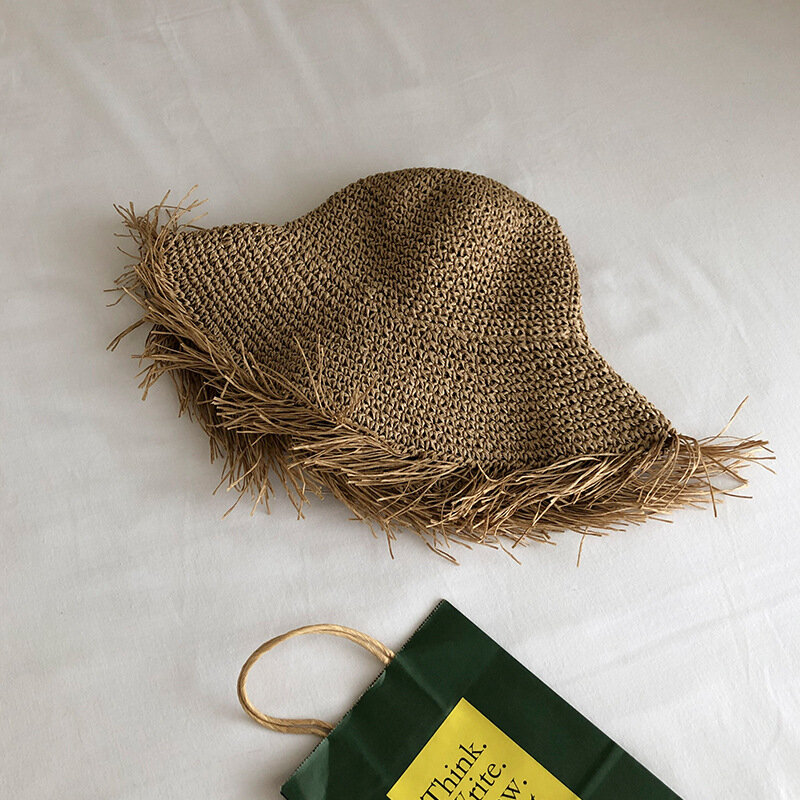 Шляпа женская летняя корейская версия универсальная летняя защита от солнца пляжная складная соломенная шляпа вязаная дорожная шляпа от солнца с большими полями оптом