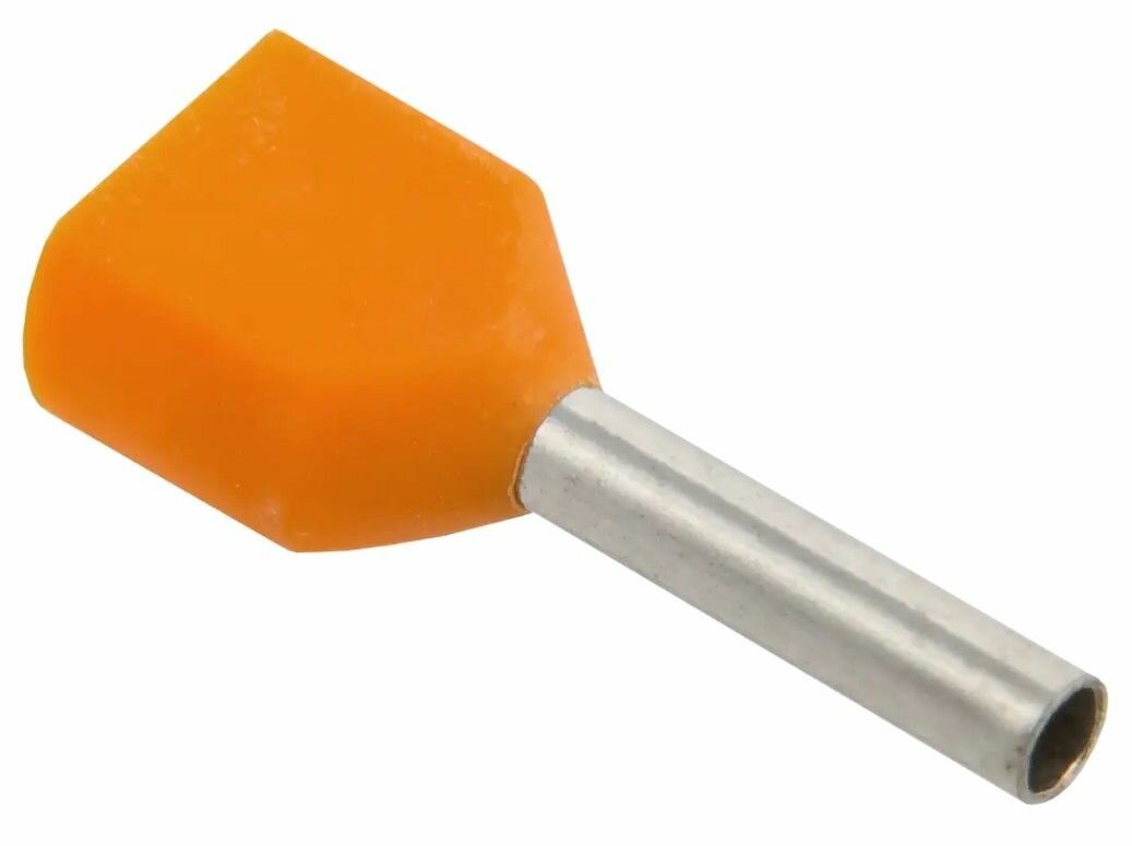Наконечники кабельные IEK гильзы, НГИ2 0,5-8, с изолированным фланцем, оранжевые, 100 шт