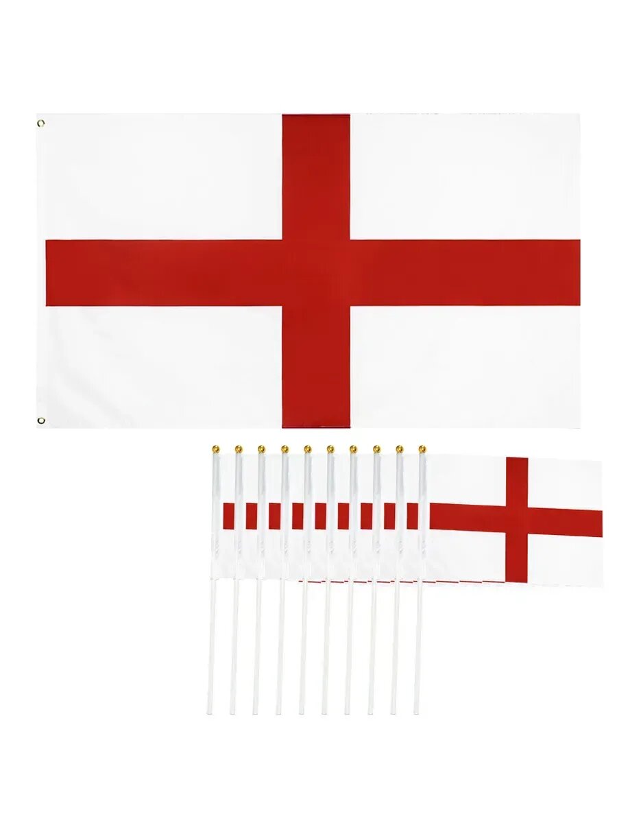 Флаги Англии, набор флагов с крестом Св. Георгия для футбола