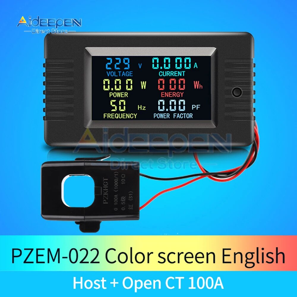 PZEM-022 Вольтметр Амперметр AC 80-260 В Измеритель энергии Цифровой ваттметр переменного тока Измеритель электроэнергии 0-100A 2200 Вт Детектор мощности