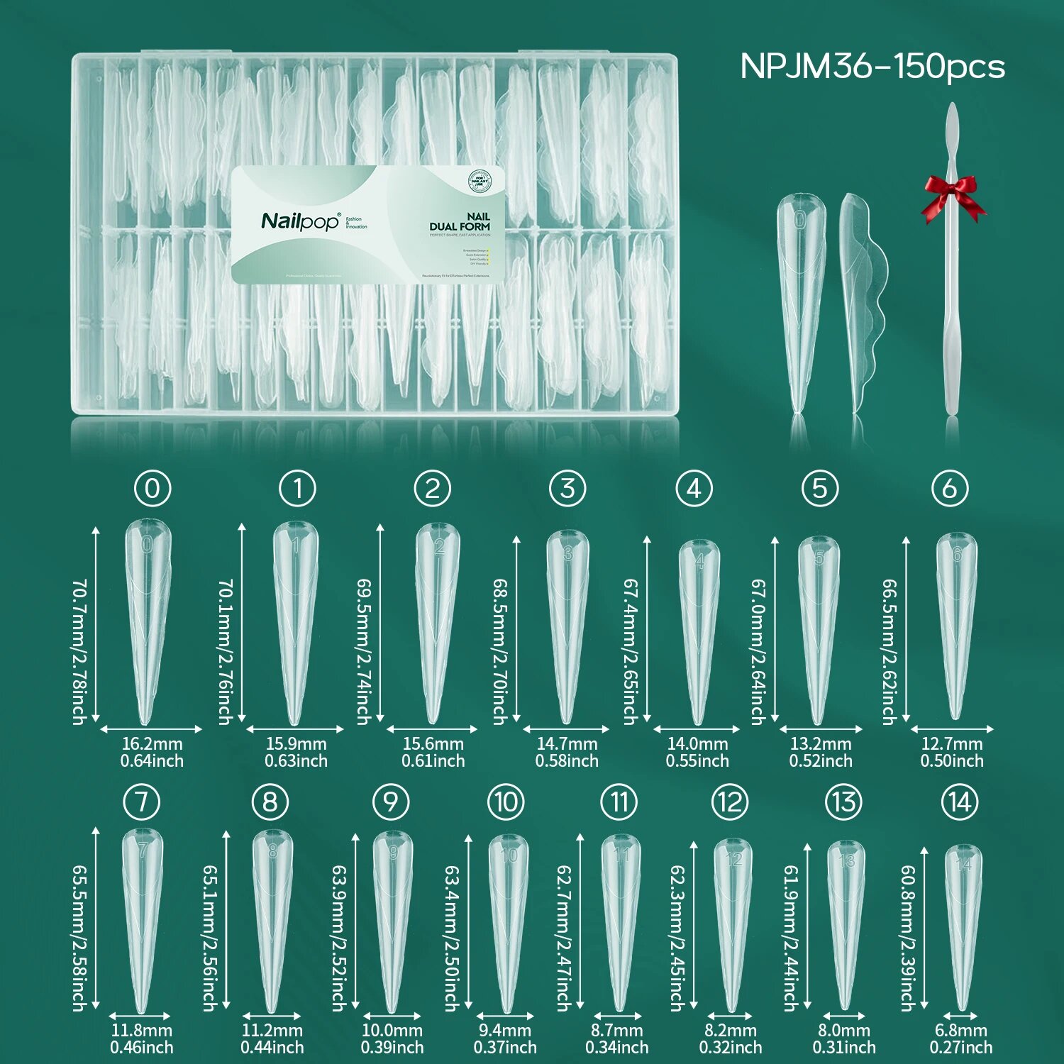 Nailpop бабочка для ногтей двойной формы 15 размеров