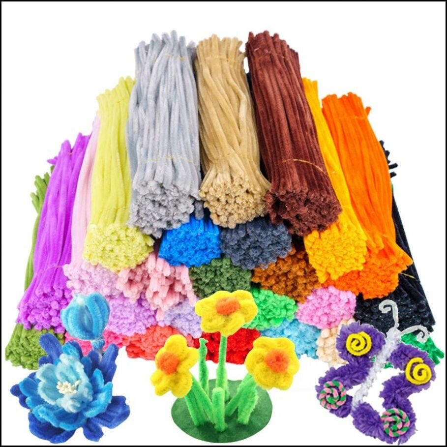 Набор 100 ручных фетровых трубочек (30 см): мягкие, податливые, многоцветные для творчества и рукоделия.