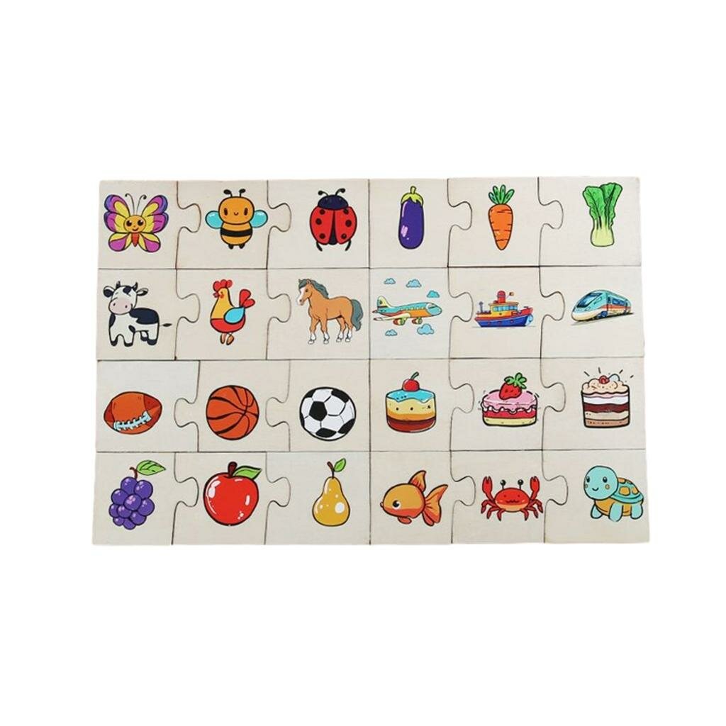 Развивающая деревянная игрушка-головоломка для малышей, игра на подбор животных и растений