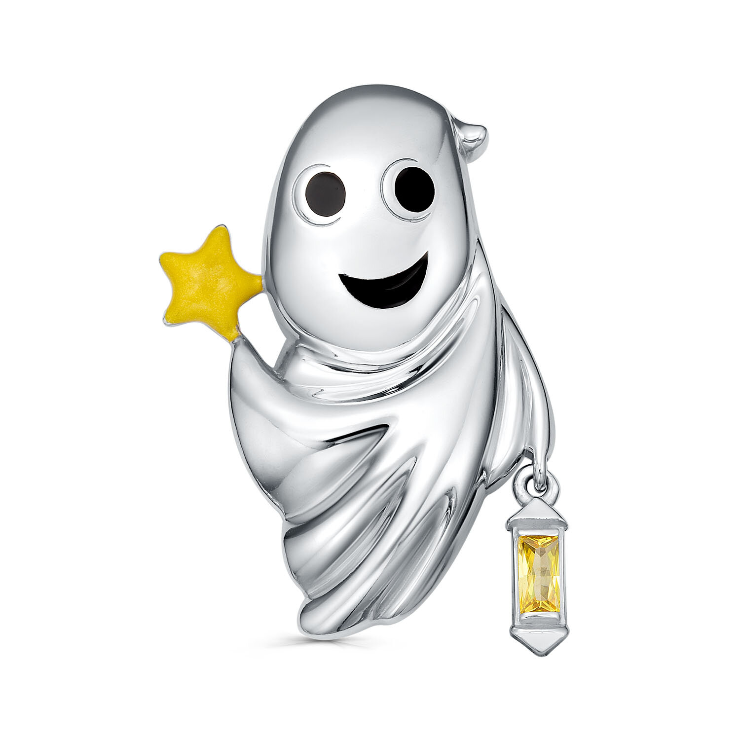 Брошь, серебро, 925 проба, фианит