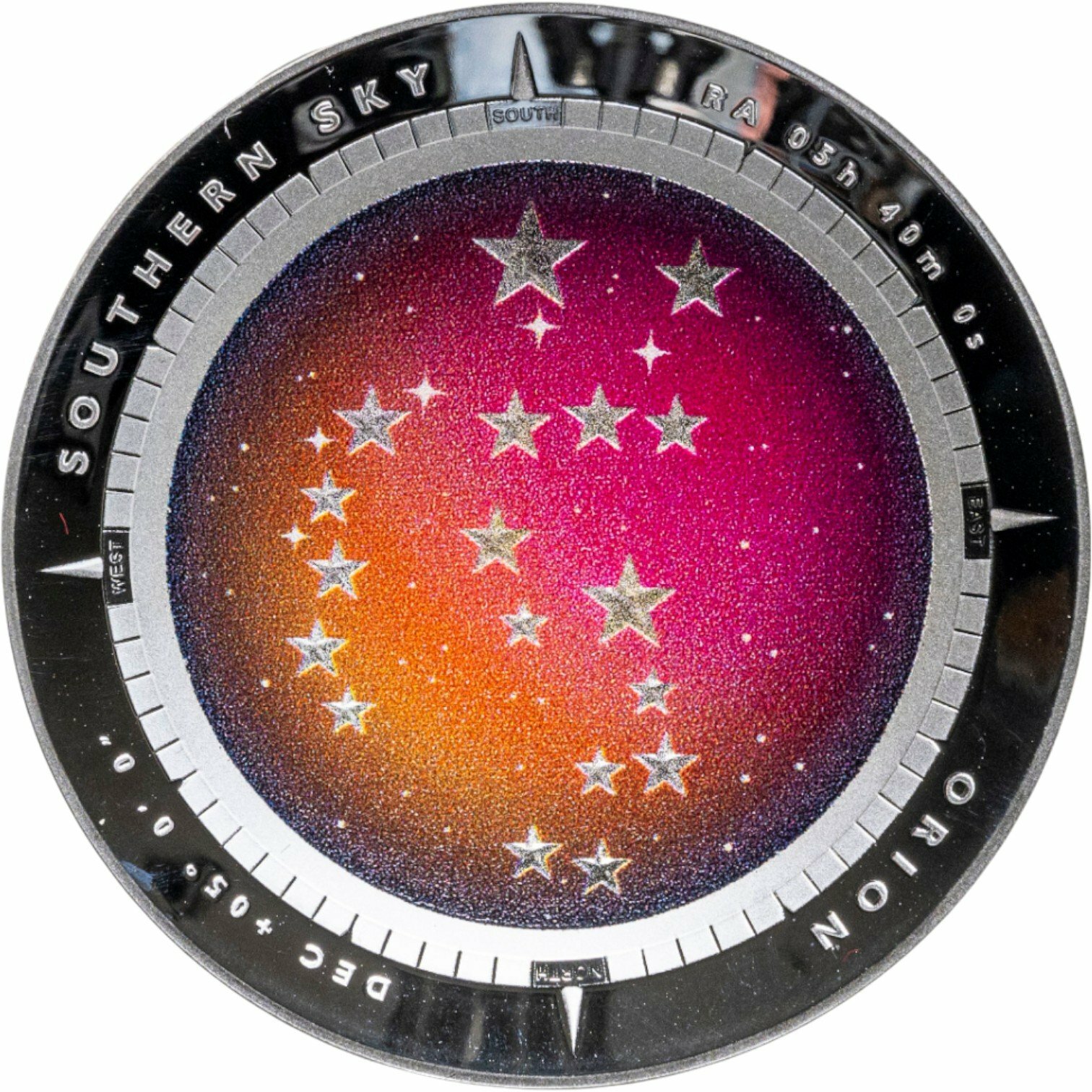 Австралия 5 долларов 2014 "Южное небо Созвездие Орион Космос", в футляре с сертификатом, Серебро 999, в сохранности Proof