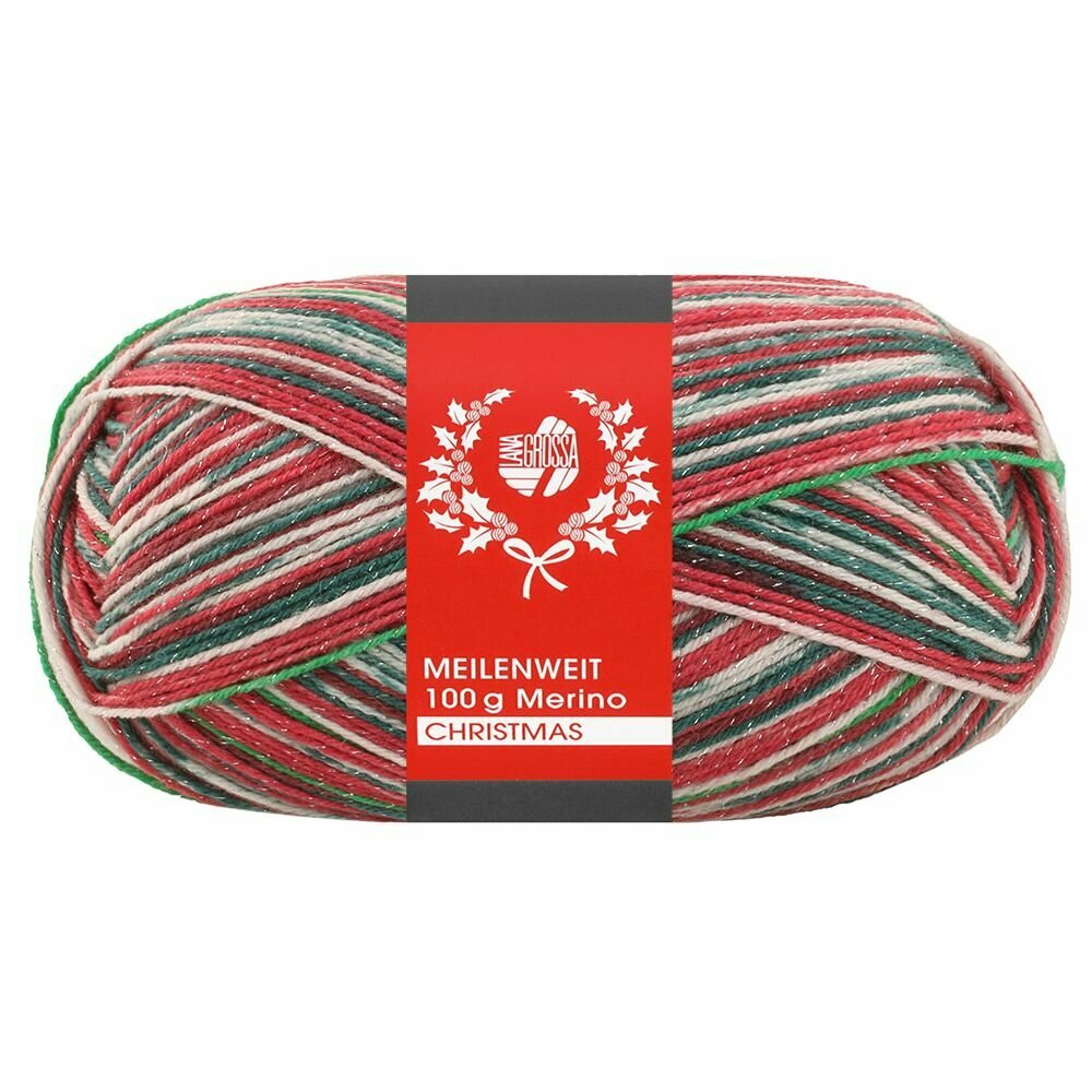 Носочная пряжа Lana Grossa Christmas Socks Lurex 4 ply (Lurex Meilenweit 100 6802 ) 1 моток 100 г/420 м