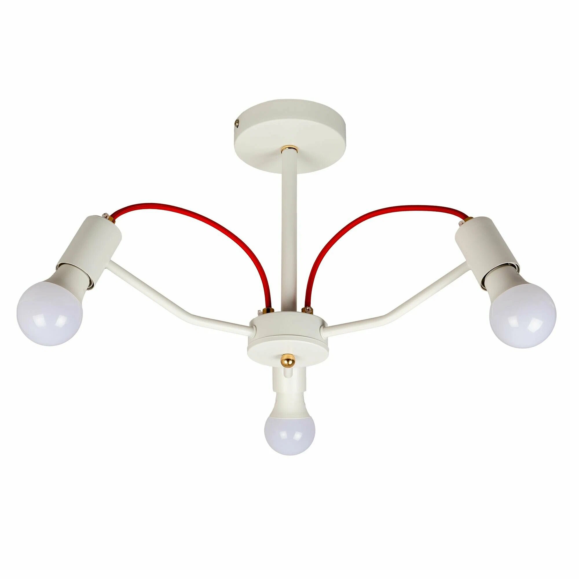 Люстра HIPER H002-3, E27, 60 Вт, минимализм, белый/золотистый