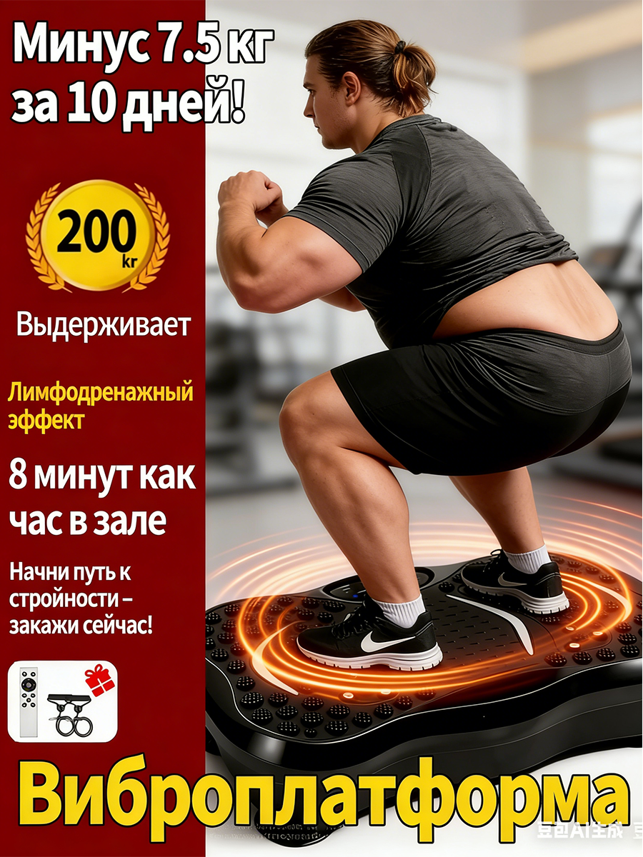 Виброплатформа для похудения до 200 кг с музыкой, домашний кардио тренажер электрический антицеллюлитный