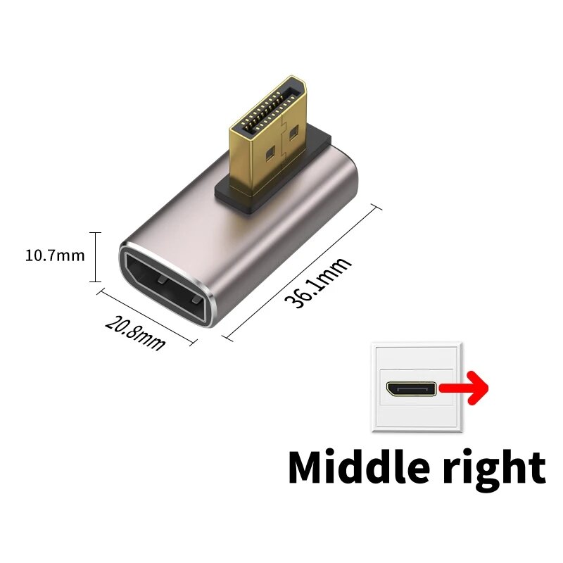 Адаптер Mini DisplayPort на HDMI 90 градусов, Middle right