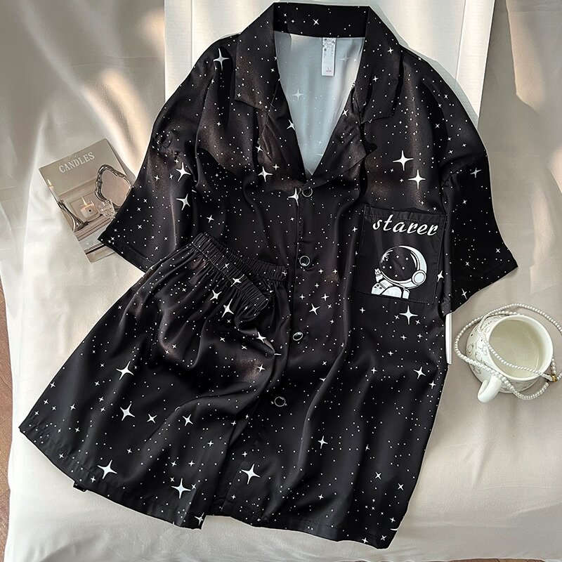 Пижама Hello Kitty Ice Silk с короткими рукавами, женская летняя тонкая повседневная одежда, милая летняя домашняя одежда для девочек