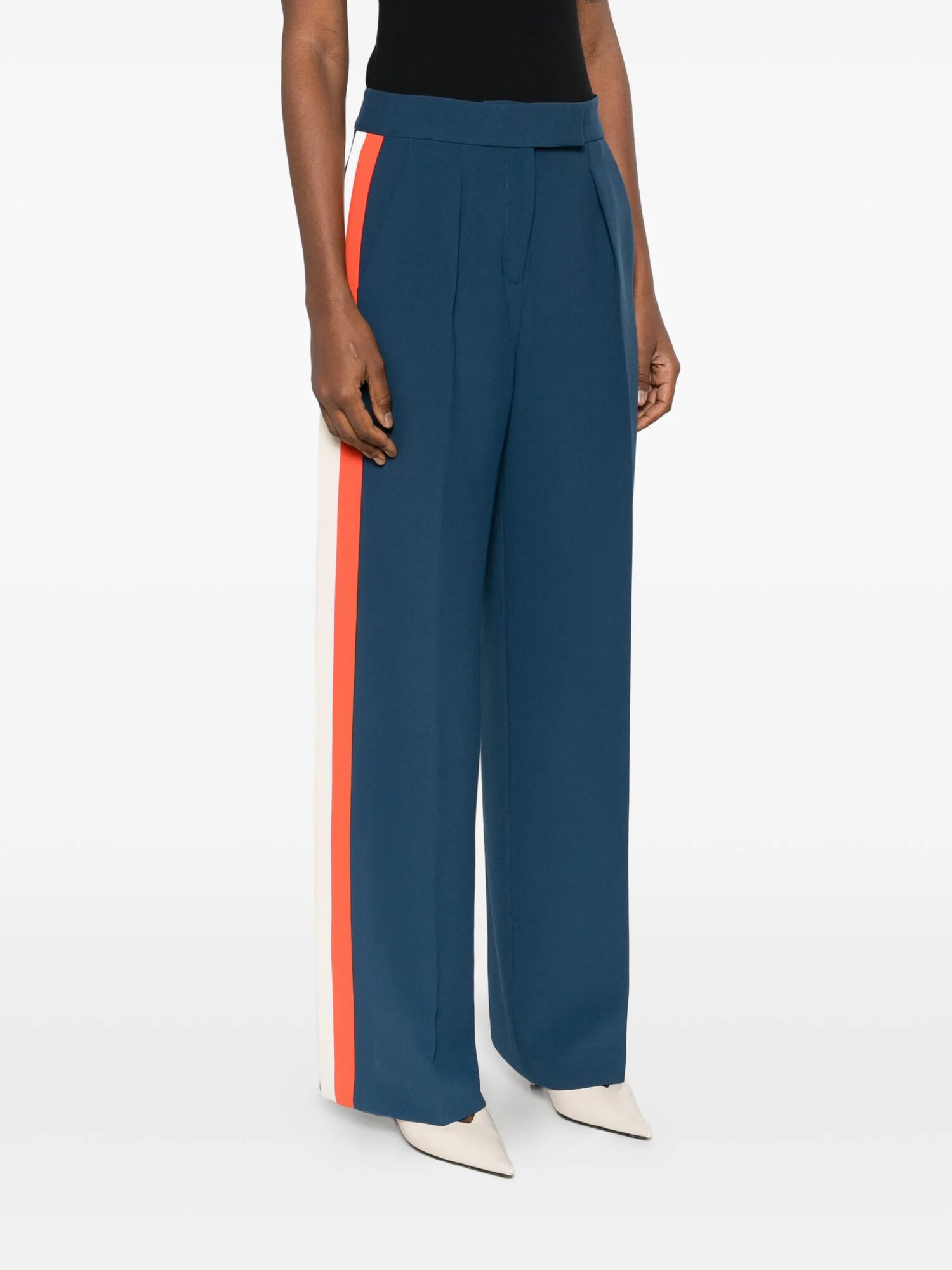 Брюки PATRIZIA PEPE Striped fluid trousers, размер 40, blue — фото 1